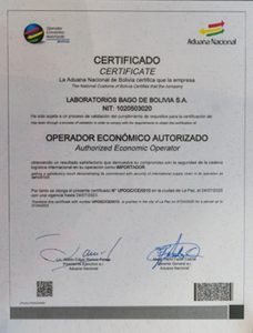 Operador Económico Autorizado - Laboratorios Bagó de Bolivia